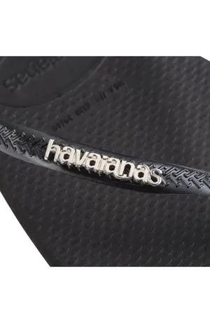 Havaianas Slim Square Logo Flip Flop - Black/silver