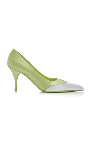 Prada Leather-tipped Satin Pumps - Green