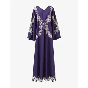 LEEM V-neck Embroidered Cotton Kaftan