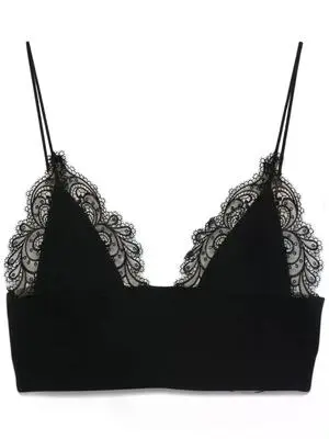 David Koma Lace-detail Cropped Top - Black