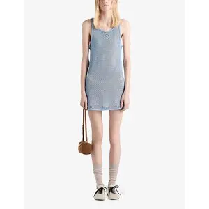 Prada Triangle-logo Cotton Mesh Mini Dress