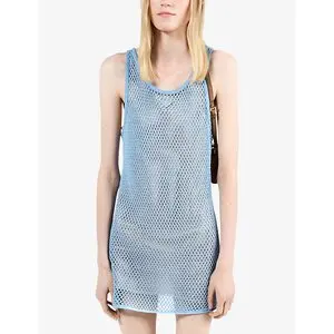 Prada Triangle-logo Cotton Mesh Mini Dress