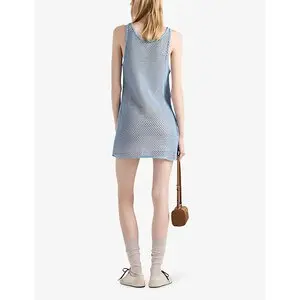 Prada Triangle-logo Cotton Mesh Mini Dress