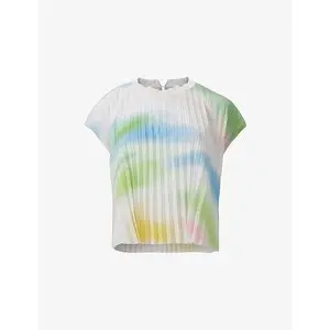 LEEM Abstract-print Pleated Top