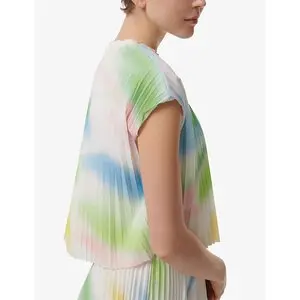 LEEM Abstract-print Pleated Top