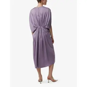 LEEM Marked-waist Drape Satin Maxi Dress