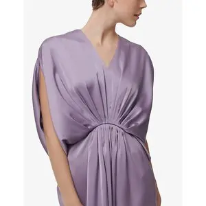 LEEM Marked-waist Drape Satin Maxi Dress
