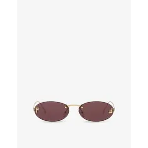 Fendi Oval-frame Metal Sunglasses - Gold