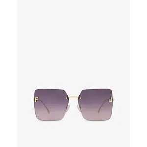Fendi Square-frame Metal Sunglasses - Gold