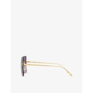 Fendi Square-frame Metal Sunglasses - Gold