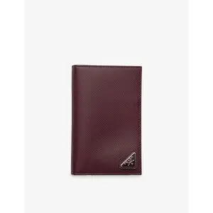 Prada Saffiano Leather Passport Holder - Burgundy