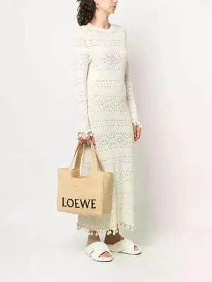 Loewe Embroidered-logo Raffia Tote - Neutrals