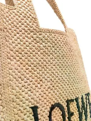 Loewe Embroidered-logo Raffia Tote - Neutrals