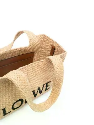 Loewe Embroidered-logo Raffia Tote - Neutrals