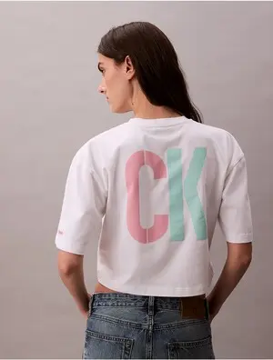 Calvin Klein Marc Hundley Pride Viva Love Cropped Relaxed T-shirt - Bright White