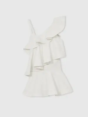 REISS Hera Cotton Tiered Ruffle Mini Dress
