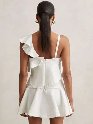 REISS Hera Cotton Tiered Ruffle Mini Dress