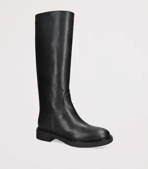 GIANVITO ROSSI Leather Ascott Knee-high Boots - Black