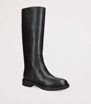 GIANVITO ROSSI Leather Ascott Knee-high Boots - Black