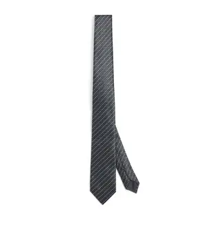 Giorgio Armani Silk Herringbone Neck Tie - Grey