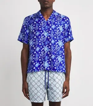 Vilebrequin Silk X-ray Turtle Print Charli Shirt - Blue