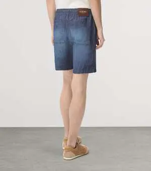 Loewe Cotton Chambray Shorts - Blue