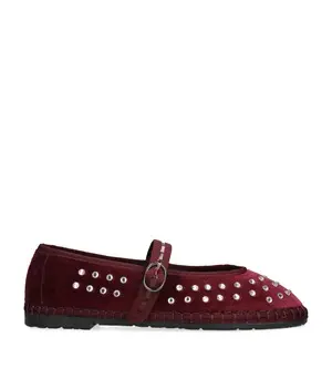 FLABELUS Velvet Ballet Flats - Burgundy