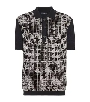 Balmain Knitted Labyrinth Polo Shirt