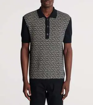 Balmain Knitted Labyrinth Polo Shirt