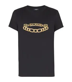 Balmain Chain Print T-shirt - Black
