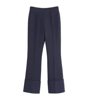 Valentino Garavani Wool-silk Flared Trousers - Blue