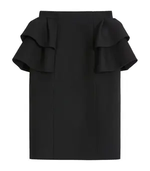 Valentino Garavani Wool-silk Ruffled Midi Skirt - Black