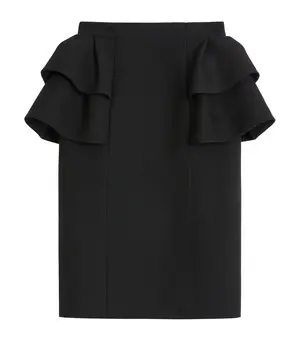 Valentino Garavani Wool-silk Ruffled Midi Skirt - Black