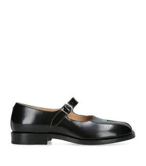 MAISON MARGIELA Leather Tabi Mary Jane Shoes - Black