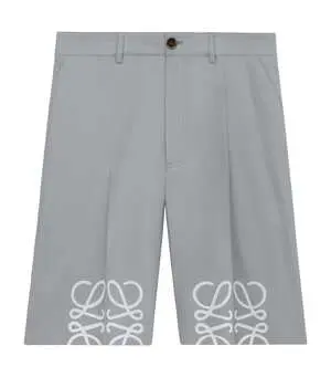 Loewe Cotton Tailored Anagram Shorts - Grey