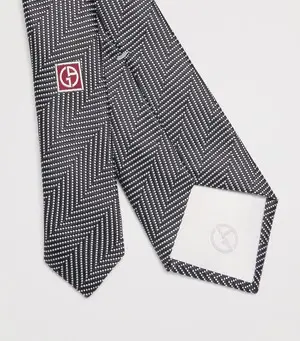 Giorgio Armani Silk Herringbone Jacquard Neck Tie - Blue