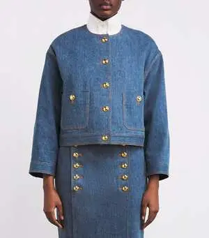 Adam Lippes Cropped Nessy Denim Jacket