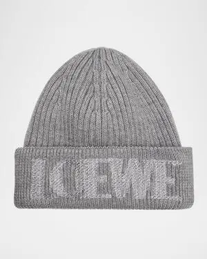 Loewe Logo Wool Beanie - Grey