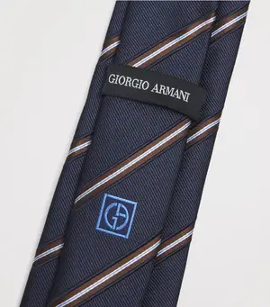 Giorgio Armani Silk Stripe Jacquard Neck Tie - Blue