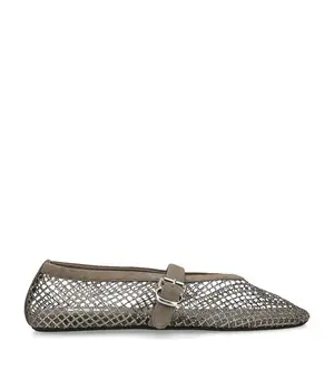 Alaïa Mesh Ballerina Flats Silver