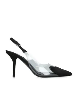 Alaïa Suede Coeur Slingback Pumps - Black