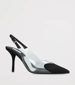 Alaïa Suede Coeur Slingback Pumps - Black