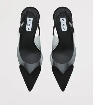 Alaïa Suede Coeur Slingback Pumps - Black
