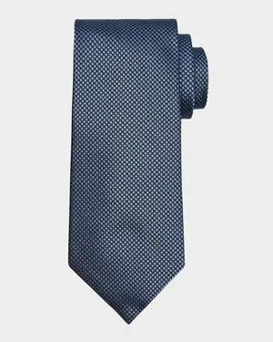 TOM FORD Micro-Houndstooth Neck Tie Bright Blue