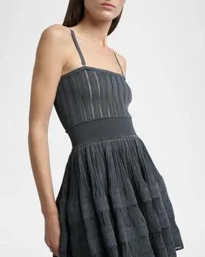 Alaïa A-line Crinoline Mini Dress - Blue