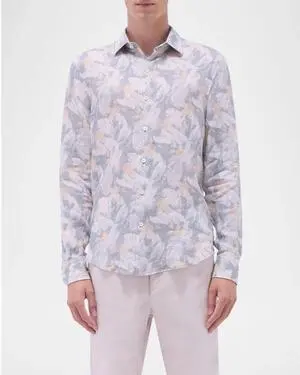 Bugatchi Apos;s Julien Linen Floral Sport Shirt - Shark