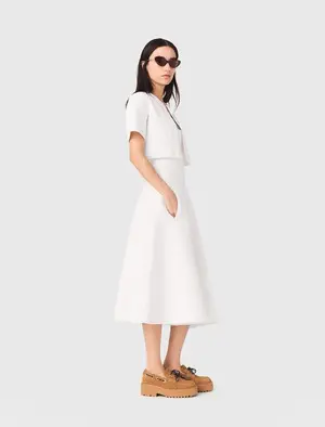 Maje Cropped Cardigan With Pointelle Knit And Press-stud Fastening - White