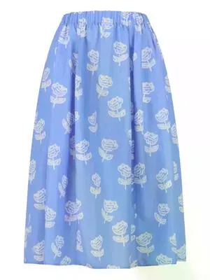 Marni Floral-print Midi Skirt - Blue