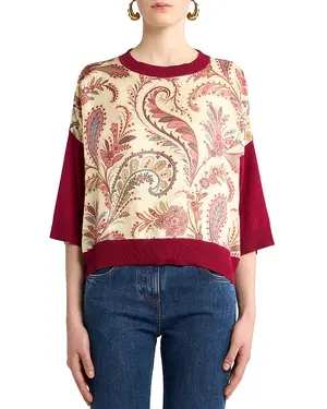 Etro Printed Silk Panel Sweater