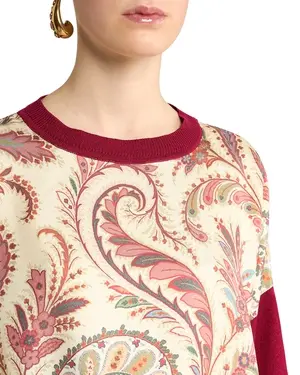 Etro Printed Silk Panel Sweater